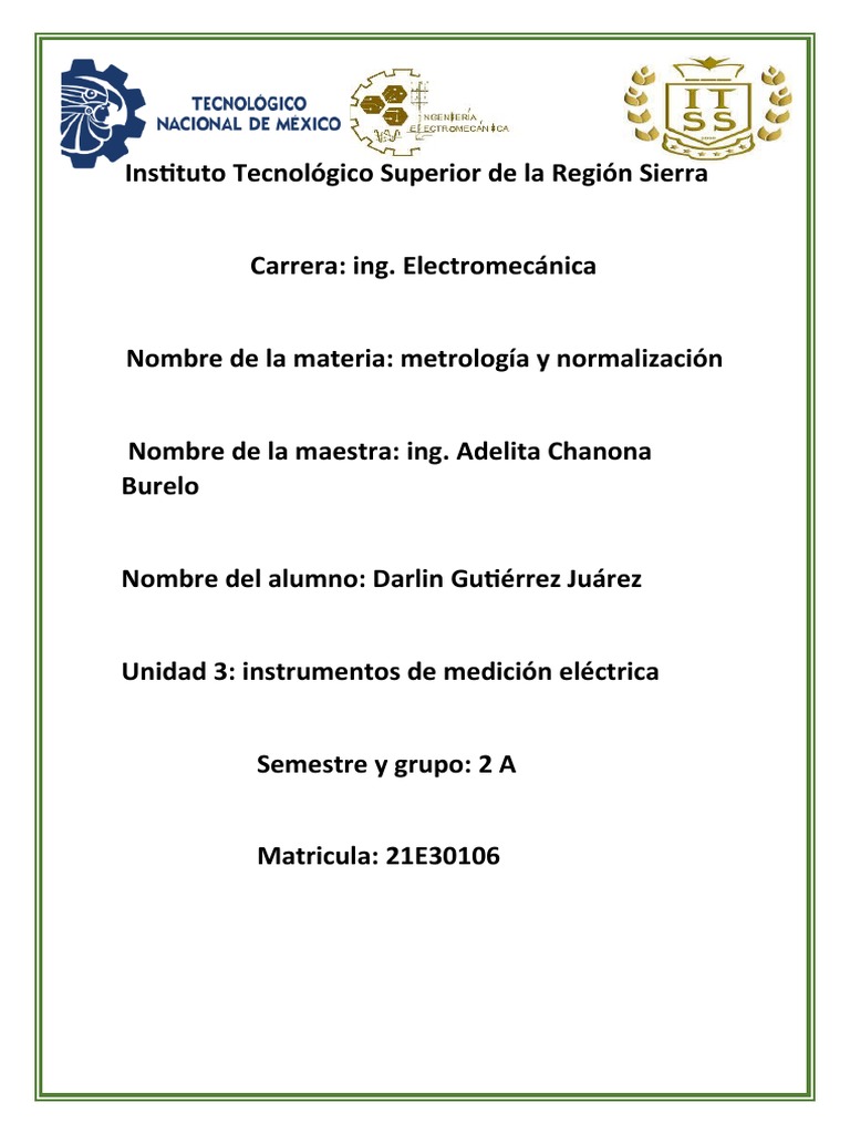 Unidad 3 Istrumentos de Medida Electrica | PDF | Corriente eléctrica ...