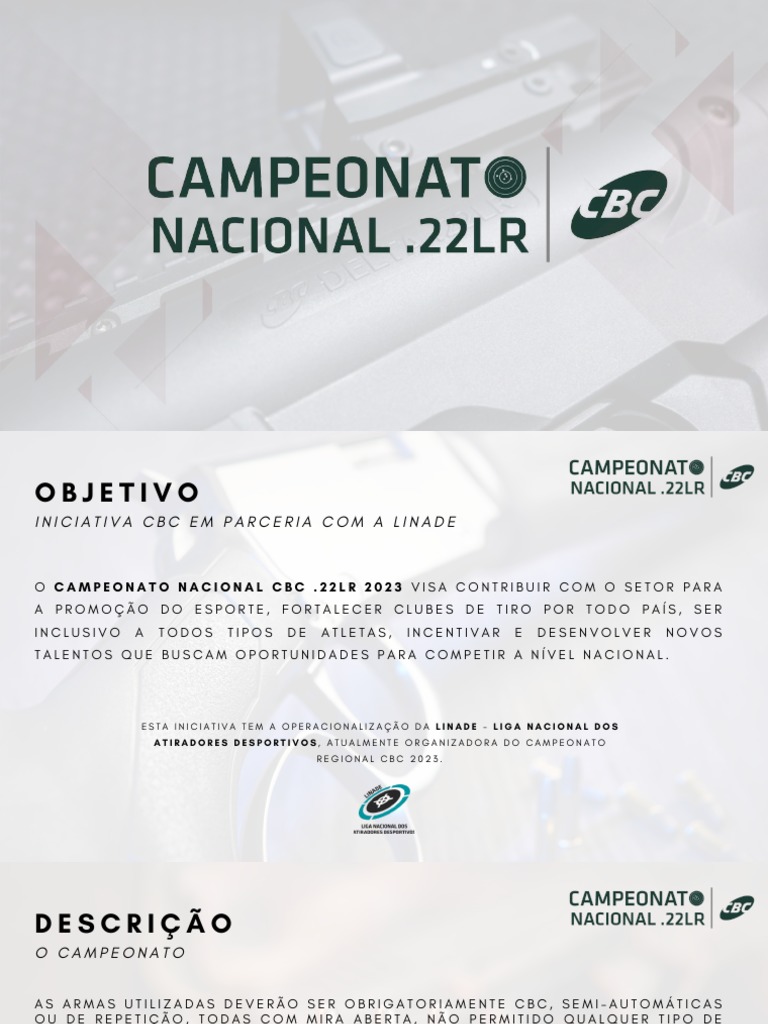 Campeonato Nacional .22LR CBC 2023 | PDF | Balística | Armas de projétil