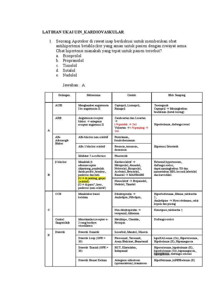 Latihan UKAI: Kasus dan Obat Kardio | PDF