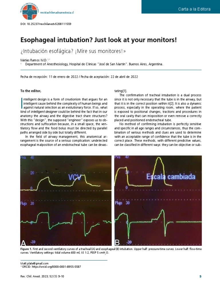 Esophageal Intubation? Just Look at Your Monitors!: ¿Intubación ...