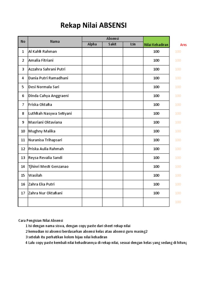 Rekap Nilai Kelas Xi Dan Xii | PDF