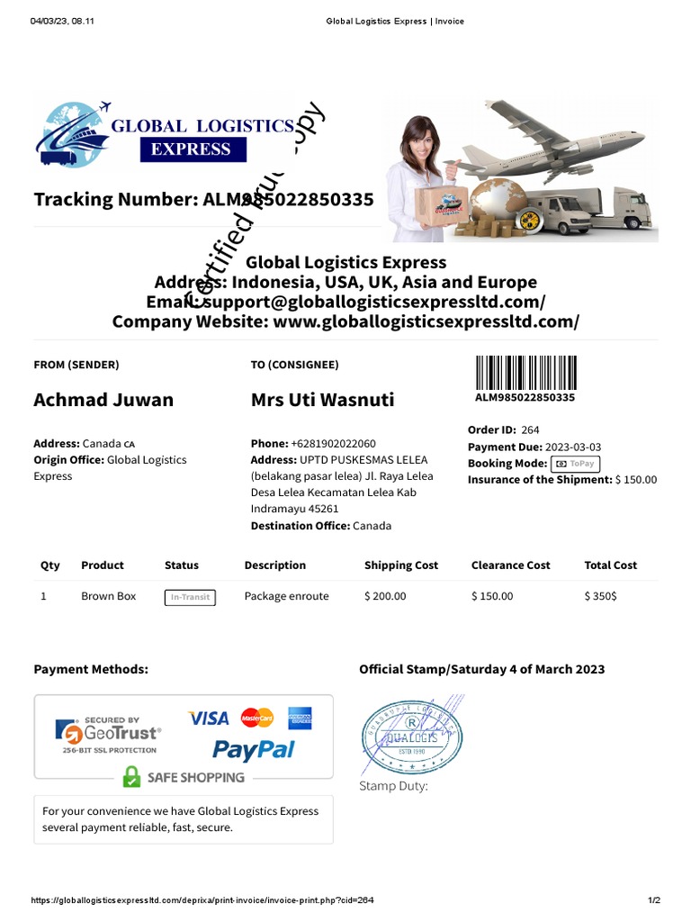 Global Logistics Express - Invoice | PDF | Service Industries | Business