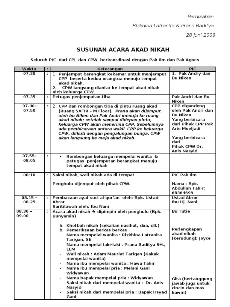 Contoh Susunan Akad Nikah | PDF
