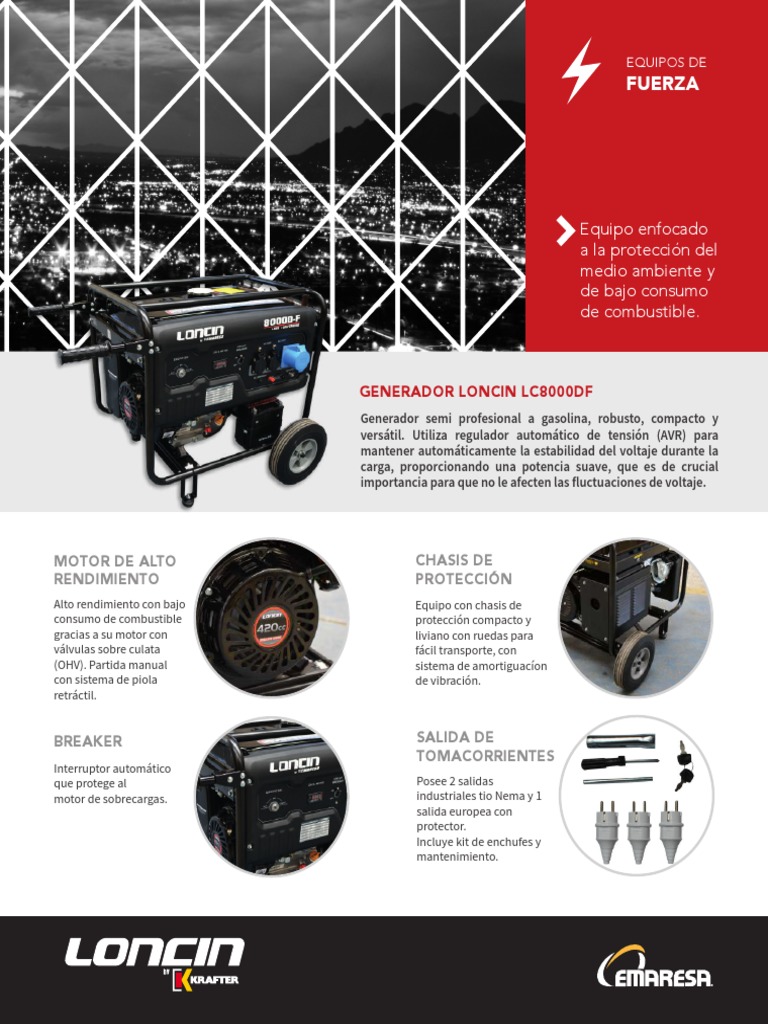 Ficha Tecnica - Loncin 8000 | PDF | Generador eléctrico | Ingeniería mecánica