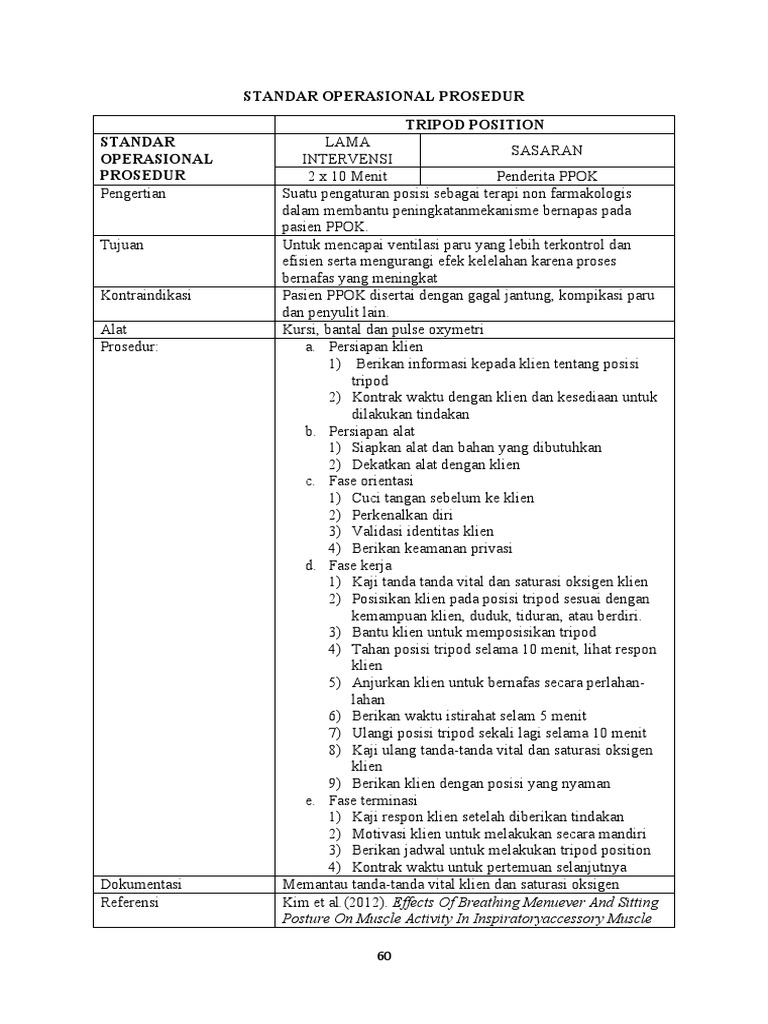 Standar Operasional Prosedur Tripod Position Standar Operasional Prosedur | PDF