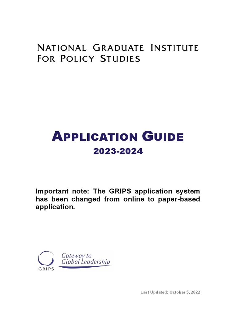 GRIPS Application Guide 2023 | PDF | Test Of English As A Foreign ...