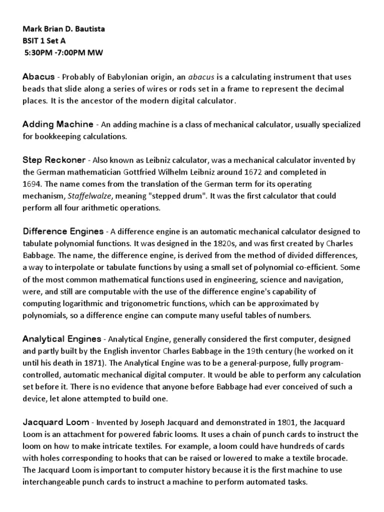 History of early calculating devices and computers | PDF | Equipment ...