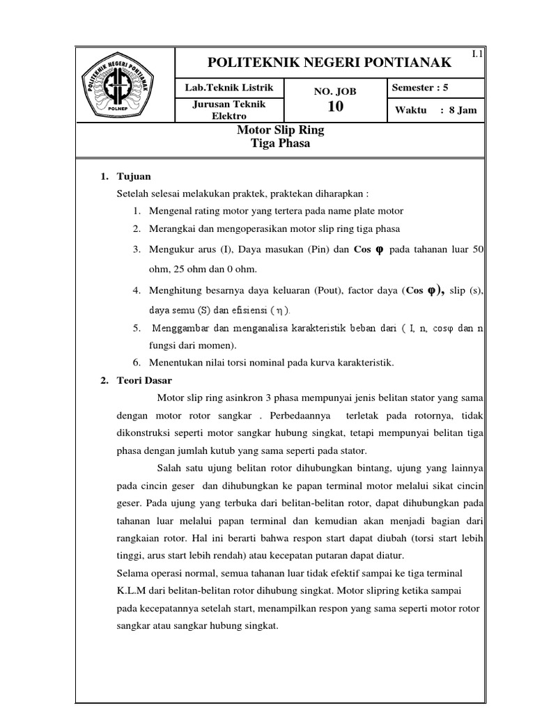 Job 10. Motor Slip Ring 3F | PDF