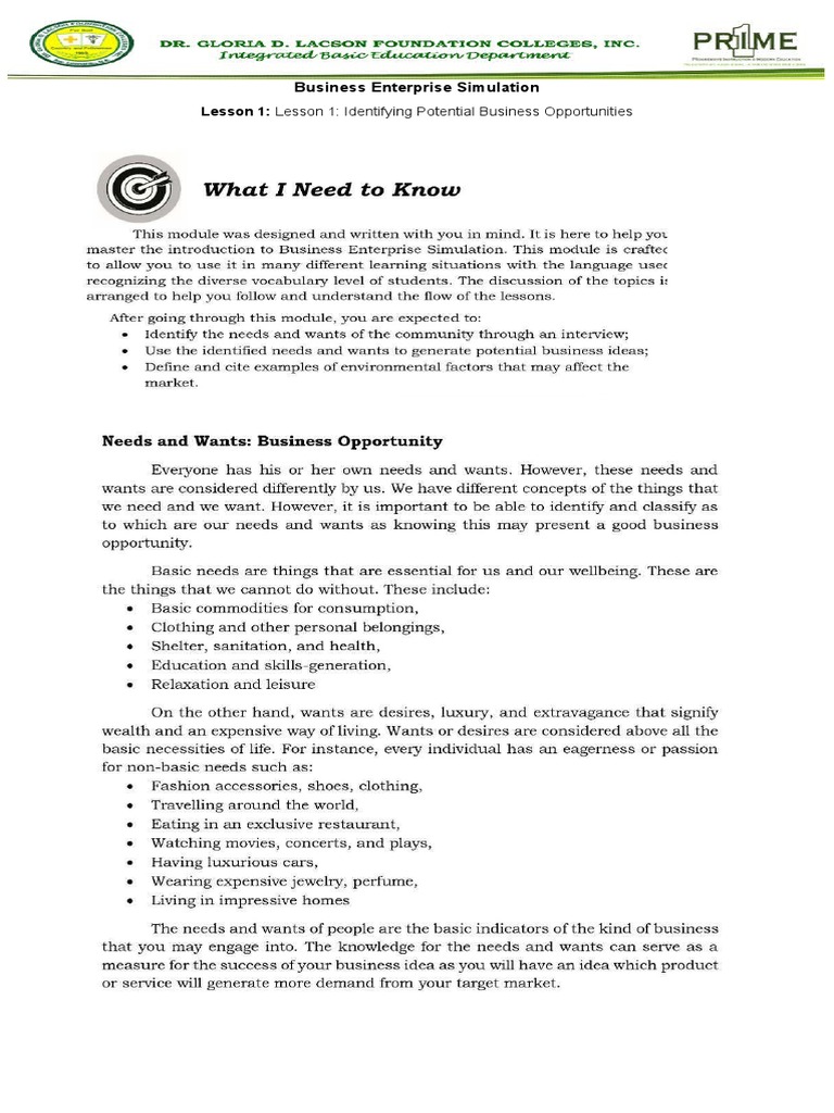 Business Enterprise Simulation Module Week 1 | PDF