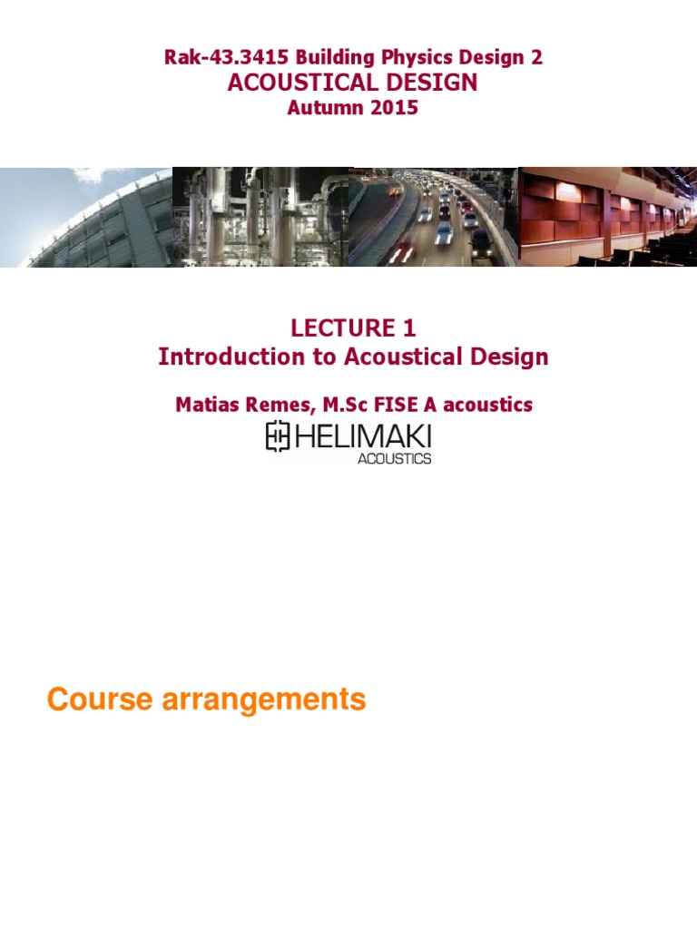 Lecture 1 Slides PDF | PDF | Acoustics | Sound