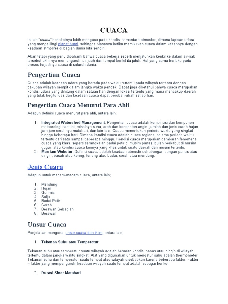 Cuaca dan Unsurnya | PDF | Hukum | Teknologi & Rekayasa