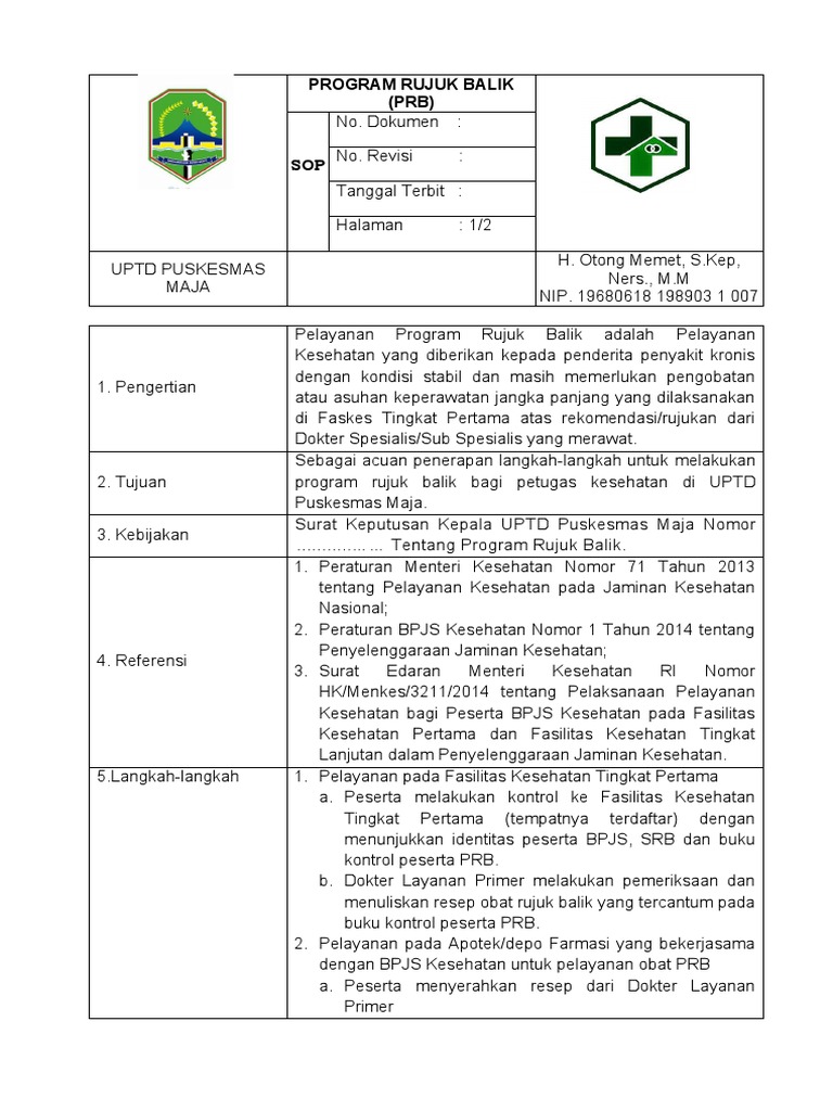 SOP Rujukan Balik | PDF | Pengembangan Diri