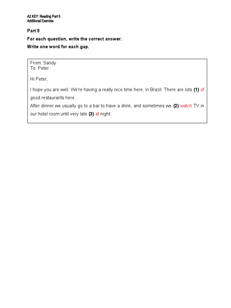 KET Reading Part 5 Additional Exercise | PDF