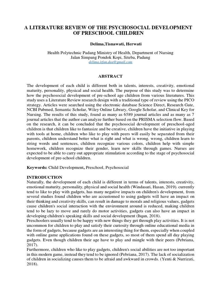 A Literature Review of The Psychosocial Development of Preschool ...