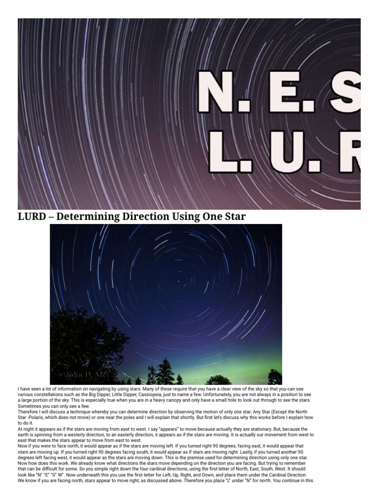 Survival Resources - LURD - Determining Direction Using One Star | PDF ...