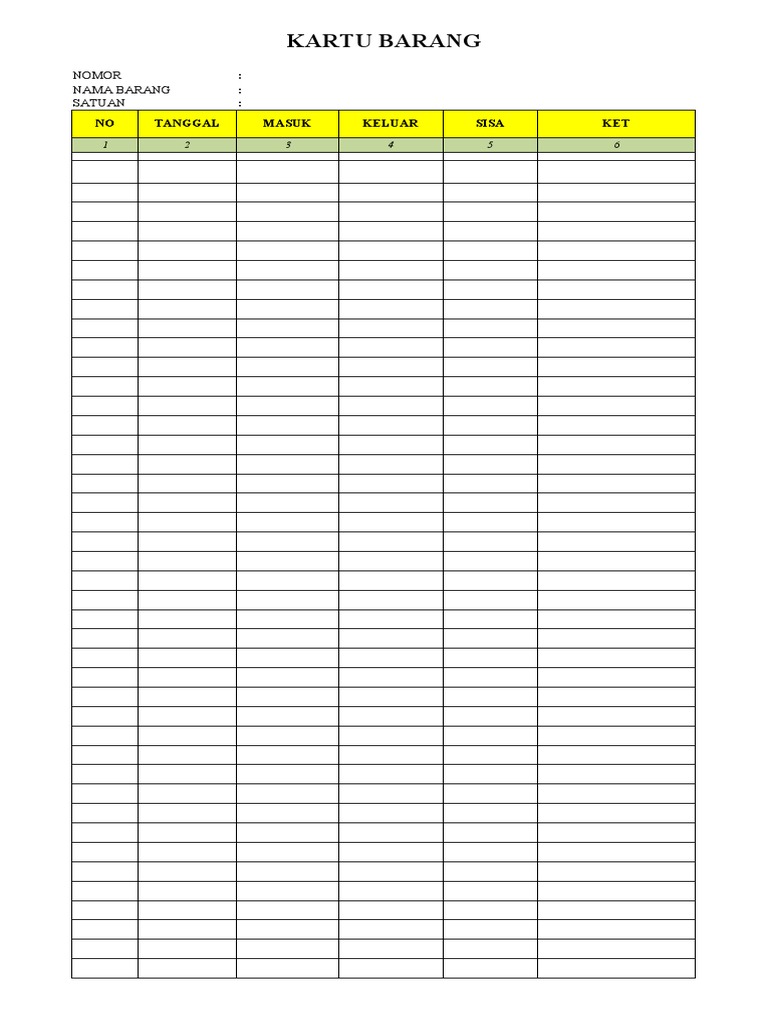 Contoh Kartu Barang | PDF