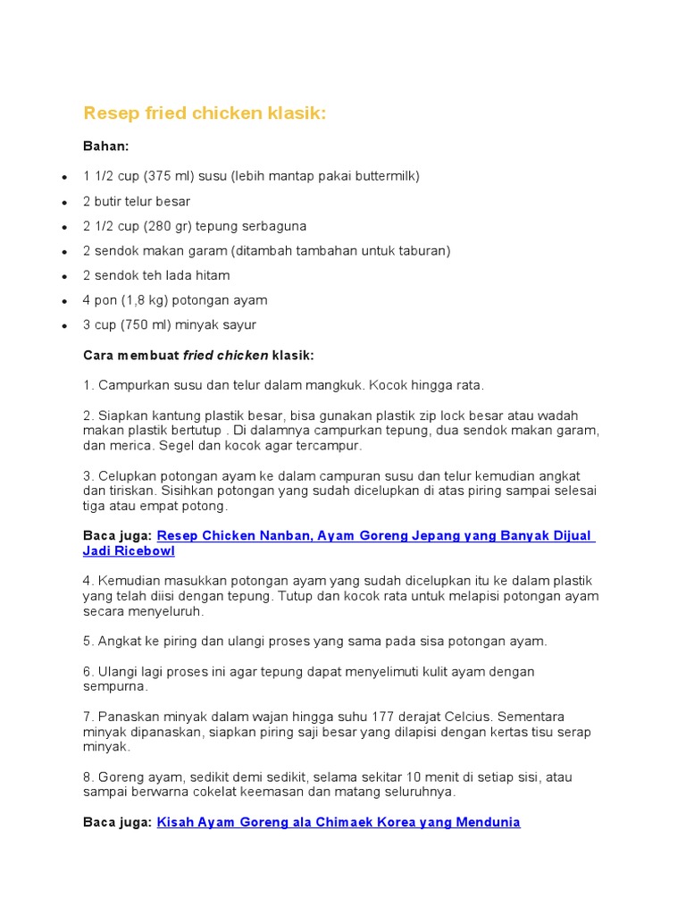 Cara Membuat Fried Chicken | PDF | Teknologi & Rekayasa