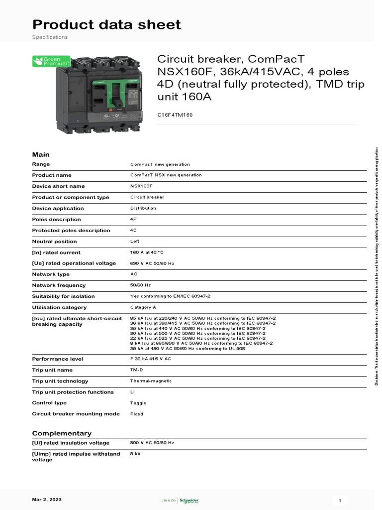 ComPacT NSX - New Generation - C16F4TM160 | PDF | Alternating Current ...