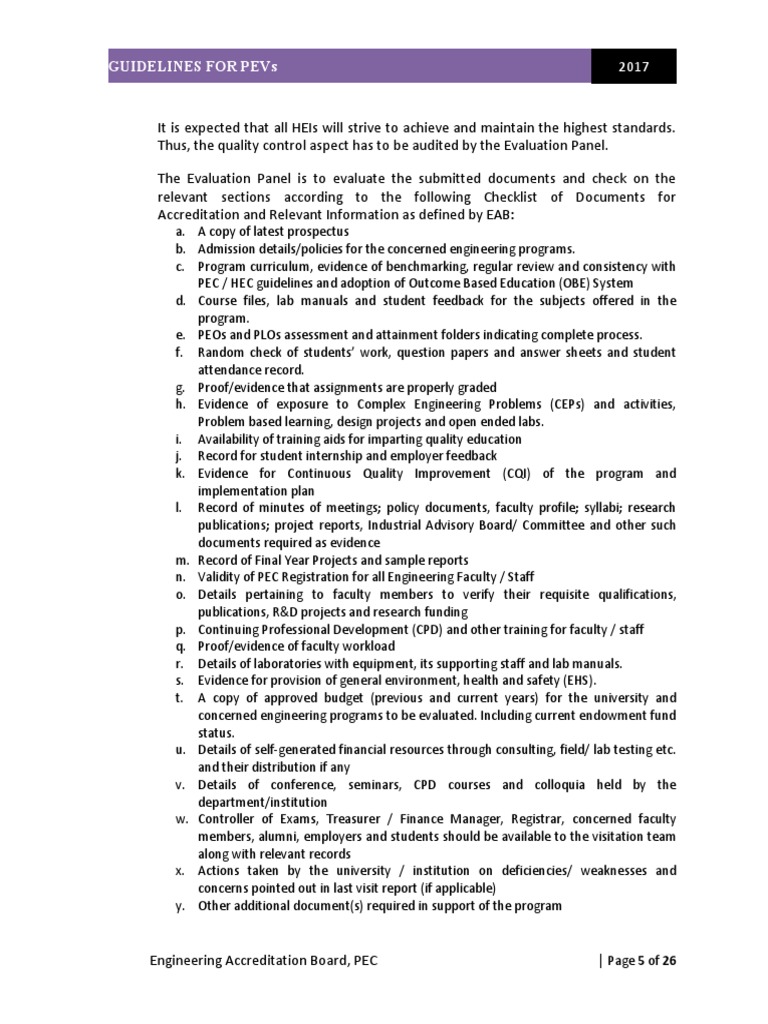 Guidelines for the Evaluation Panel: A Comprehensive Checklist for ...