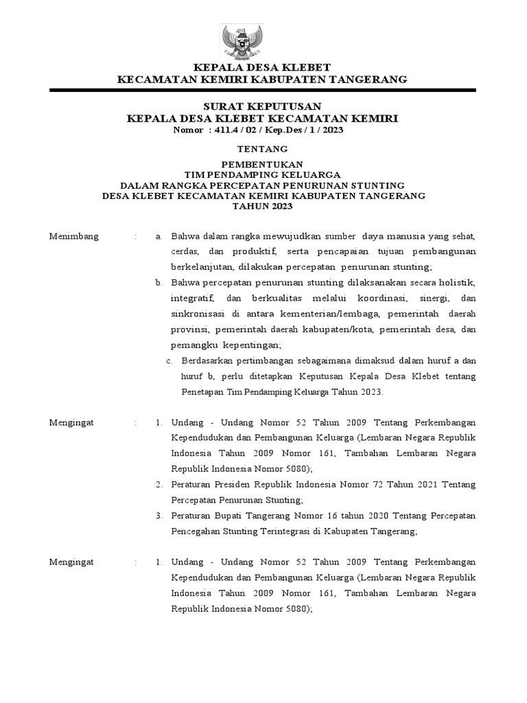 SK TPK Desa Beserta Lampiran | PDF | Kesehatan Holistik