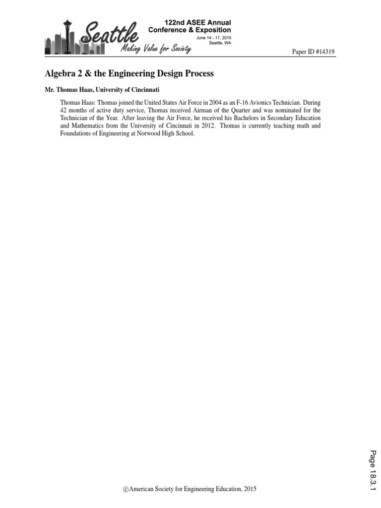Algebra 2 The Engineering Design Process | PDF | Engineering Design ...