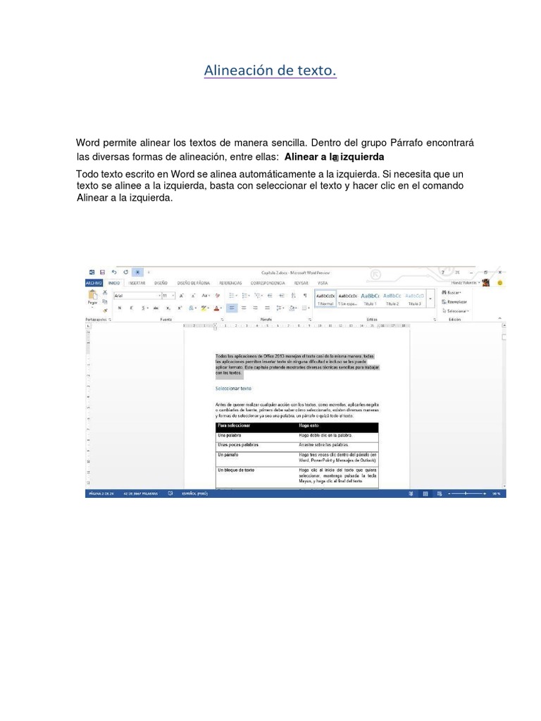 Tipos de alineación en Word | PDF
