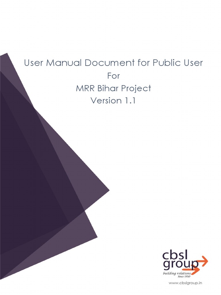 User Manual - MRR Bihar - Public Login - 1.1 | PDF | Login | User (Computing)