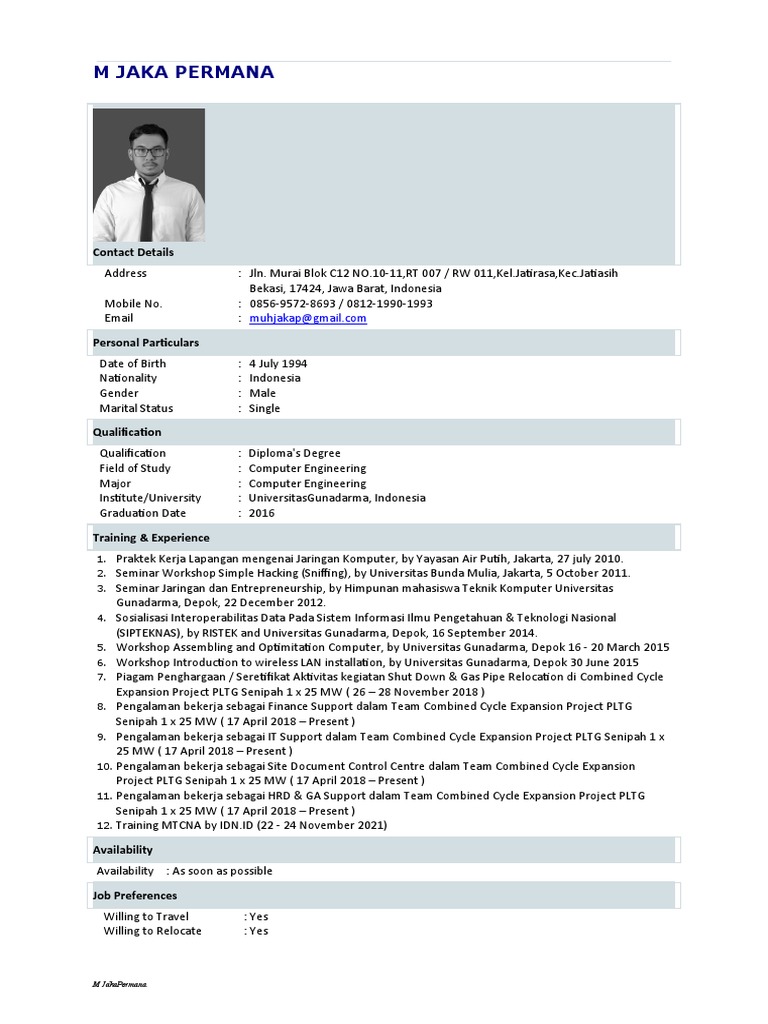 CV M Jaka Permana | PDF