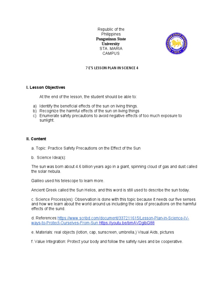 7E-LESSON-PLAN_MARCO-TANGUILIG_EXIT-DEMO | PDF | Sunscreen