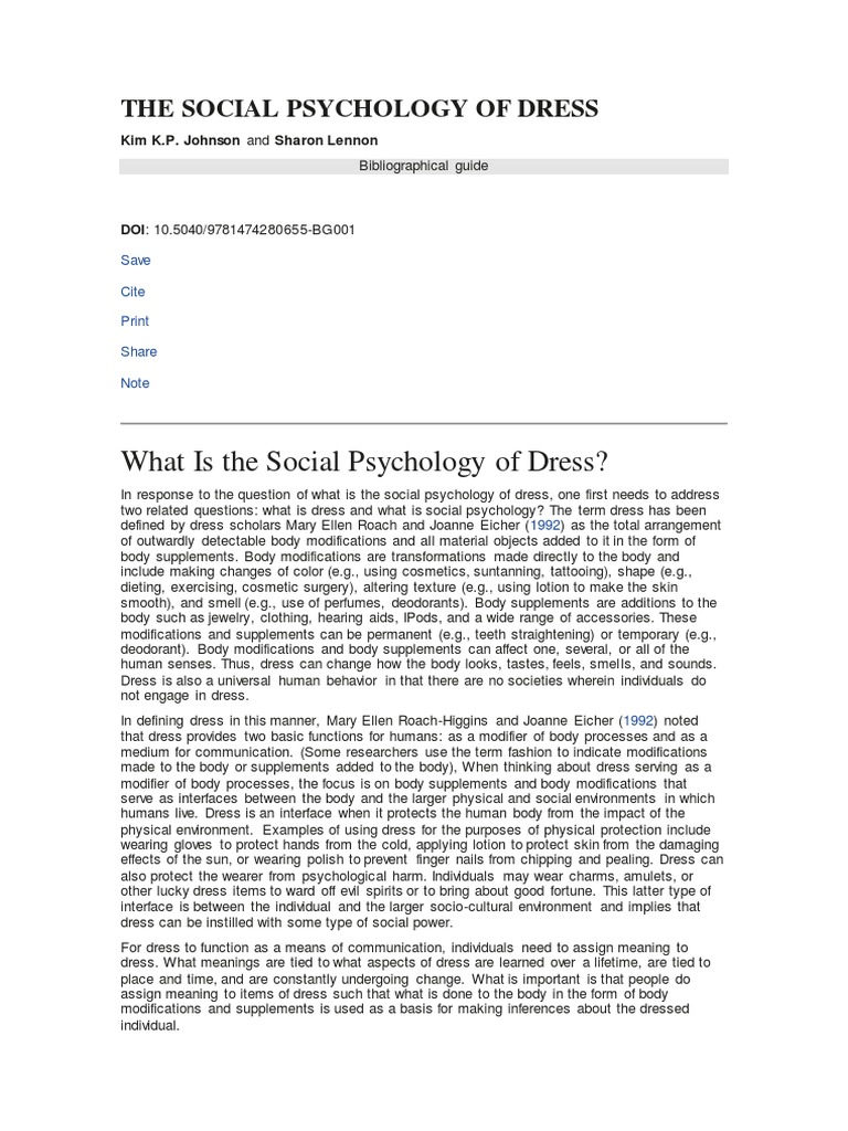 Understanding the Complex Relationship Between Dress, Self-Perception ...