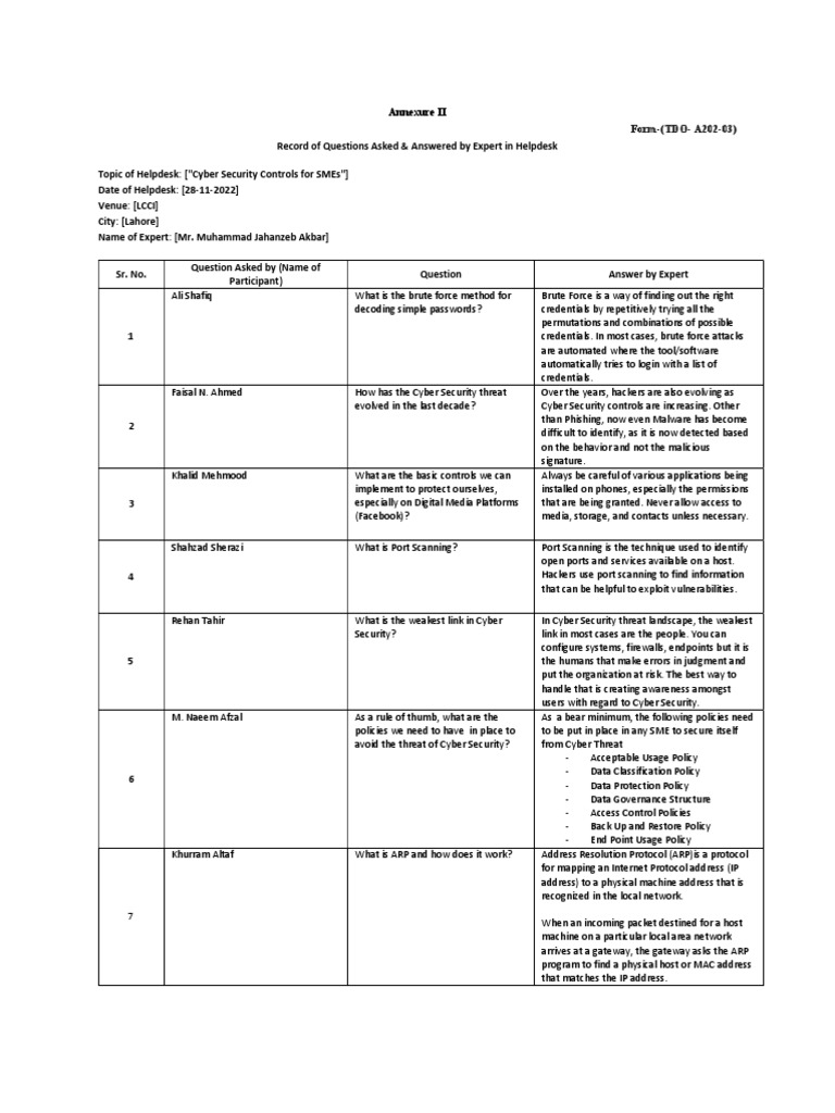 Q &A Session Cyber Security | PDF | Security | Computer Security