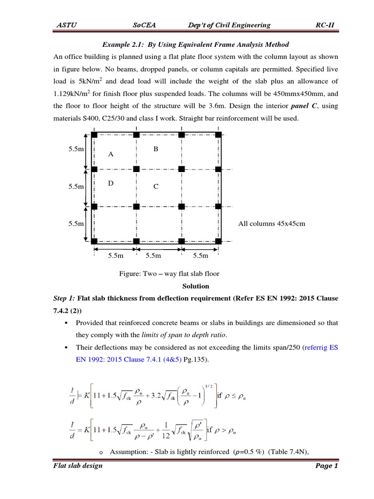 Design Example of Flat Slab by Equilavent Frame Method | PDF | Column ...