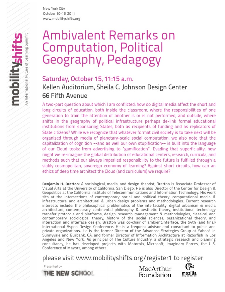 Benjamin Bratton | PDF | Sociology | Science And Technology