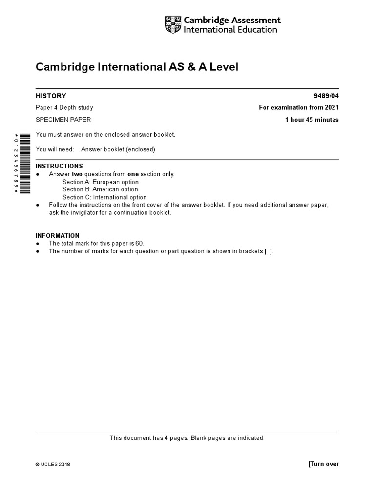 2021 Specimen Paper 4 | PDF