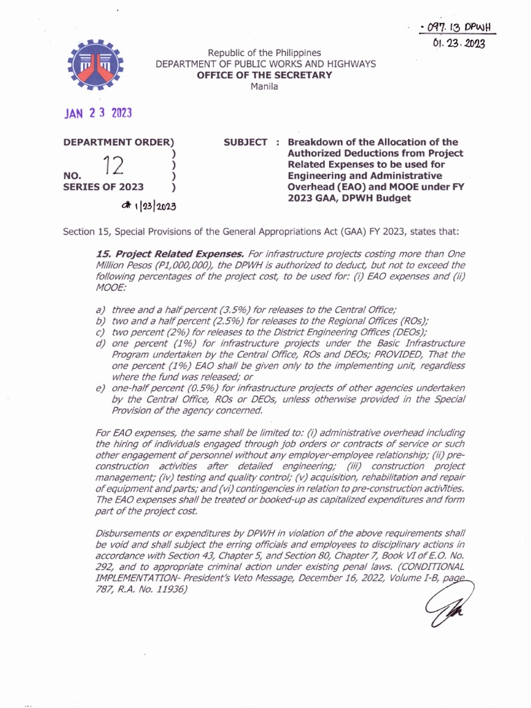 Breakdown of DPWH Project Expense Deductions | PDF | Expense | Economies