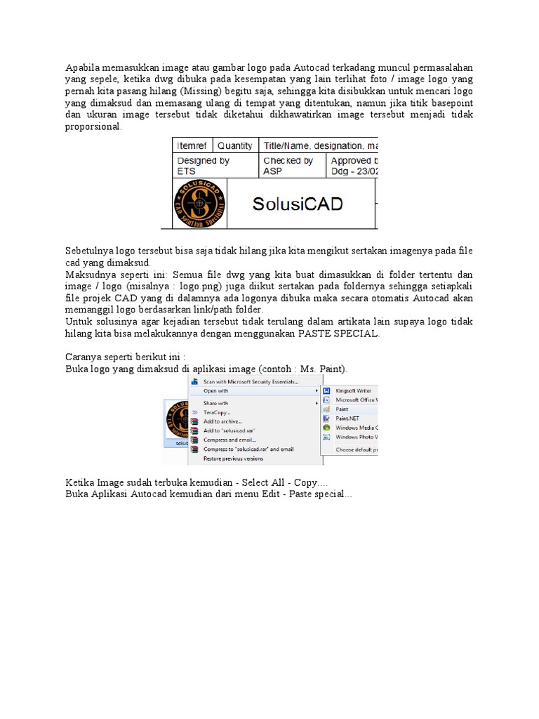 Cara Memasukkan Logo di Autocad | PDF | Karier & Perkembangan | Komputer