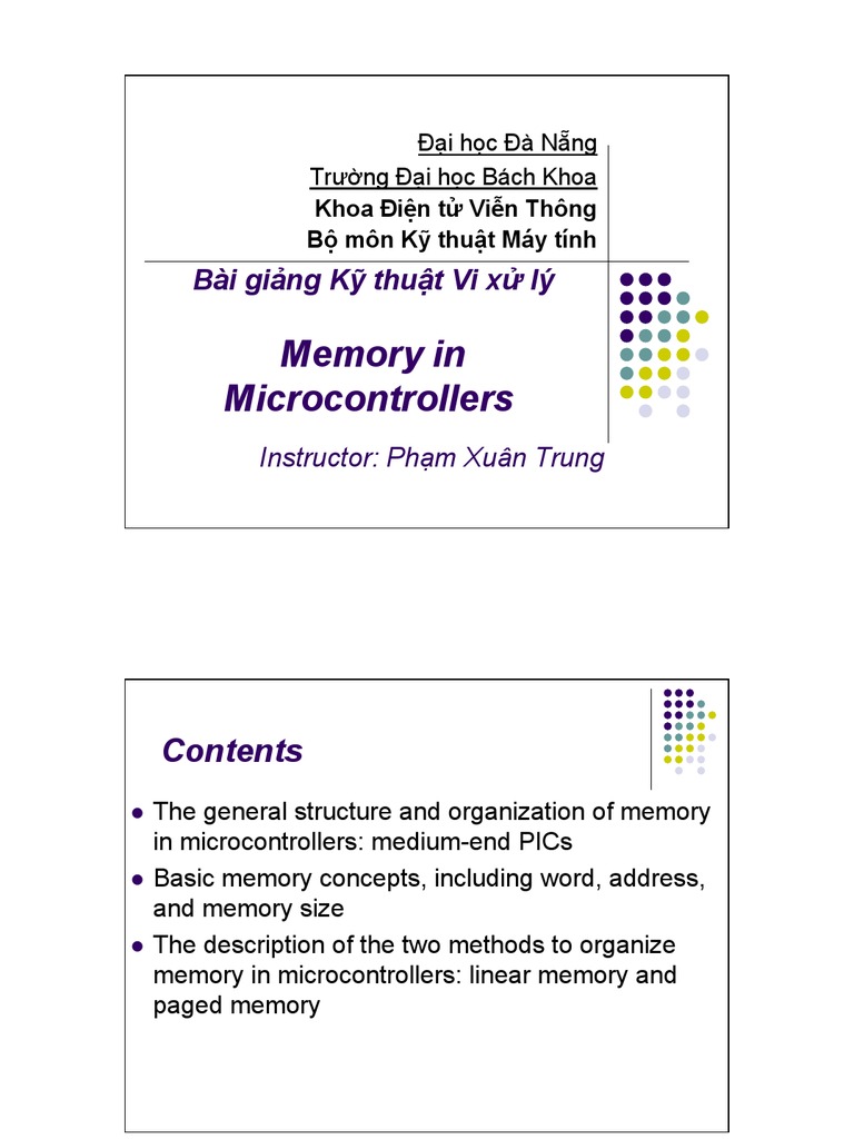 Memory in Microcontrollers: Bài giảng Kỹ thuật Vi xử lý | PDF | Pic ...