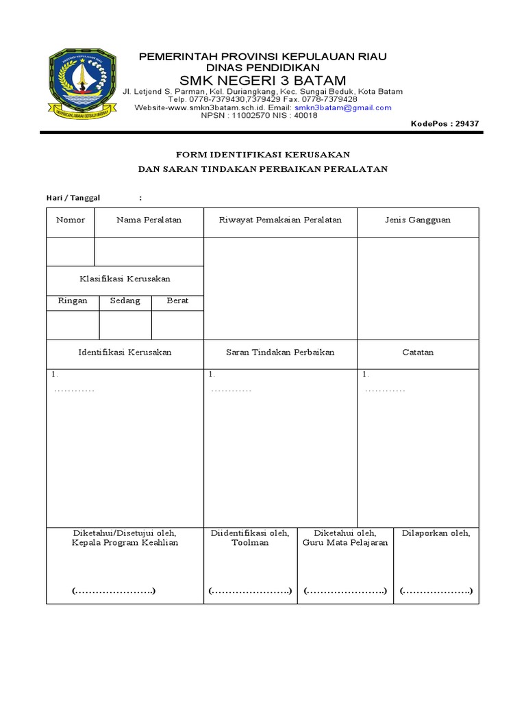 003 - Form Identifikasi Kerusakan - Ok | PDF