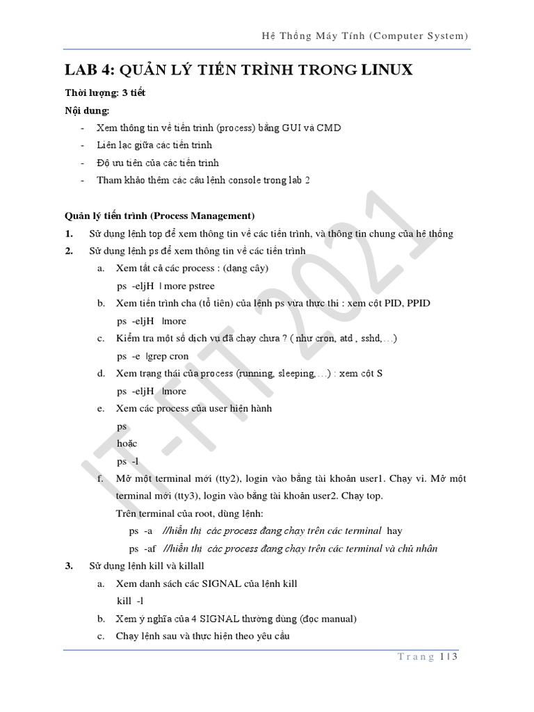 Lab4 - Quan Ly Tien Trinh Linux | PDF