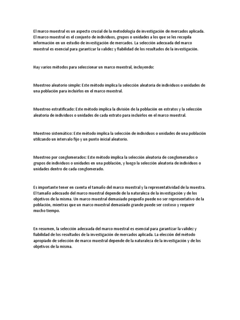 Investigación de Marco Muestral y Matriz de Incongruencia PDF | PDF ...