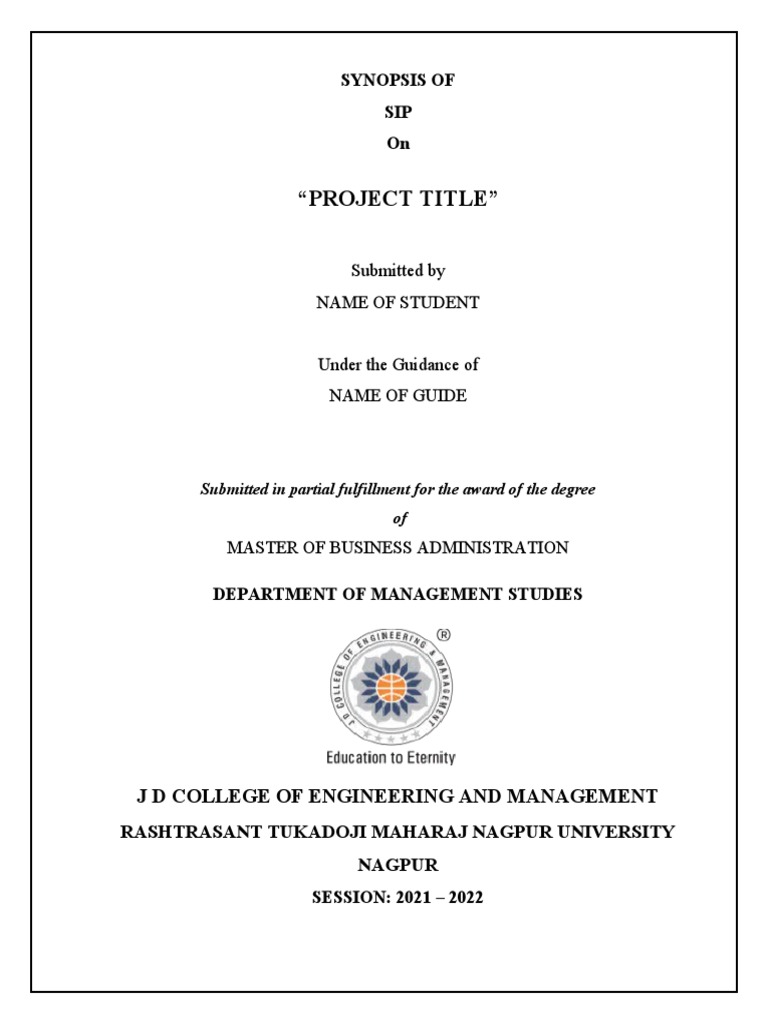 "Project Title": Synopsis of SIP On | PDF