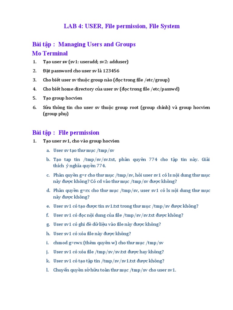 Bai Tap Bo Sung Phan Llinux1 - lINUX | PDF