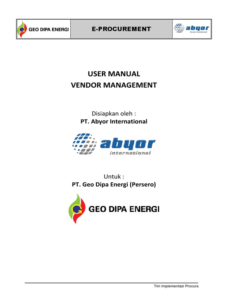 User Manual Vendor Management - External | PDF