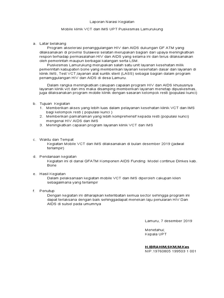 Laporan Narasi Kegiatan VCT | PDF