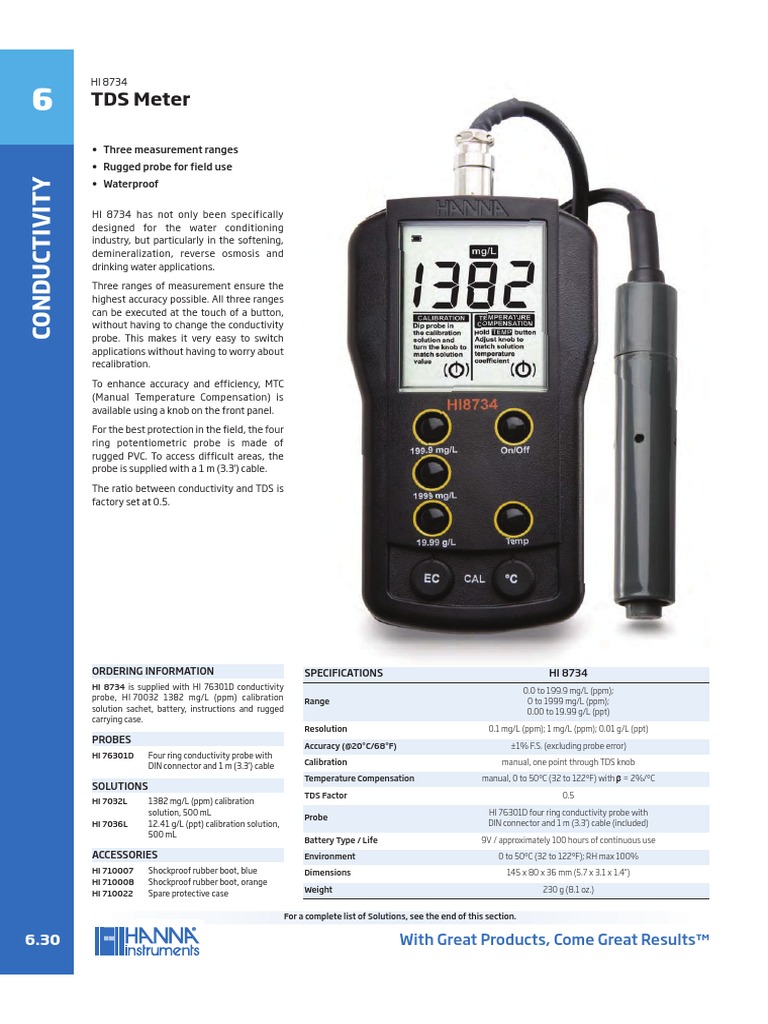 Hi8734 Multi Range Conductivity Meter | PDF | Parts Per Notation ...