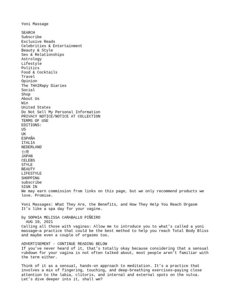 Yoni Massage | PDF | Vagina | Clitoris