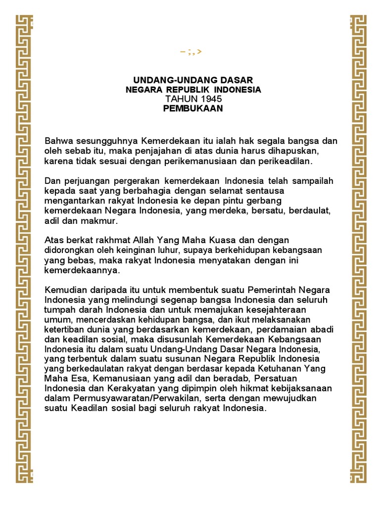 Teks UUD 1945 PDF Untuk Upacara - Masagipedia | PDF