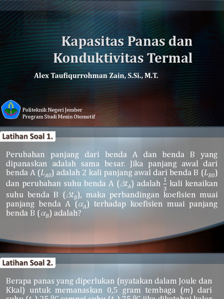 Latihan Kapasitas Panas Dan Konduktivitas Termal | PDF Latihan Kapasitas Panas Dan Konduktivitas Termal | PDF