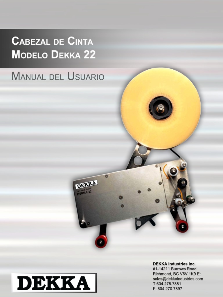 Dekka Tape Head 22 - User Manual (Spanish) | PDF | Tornillo | Cuchillo