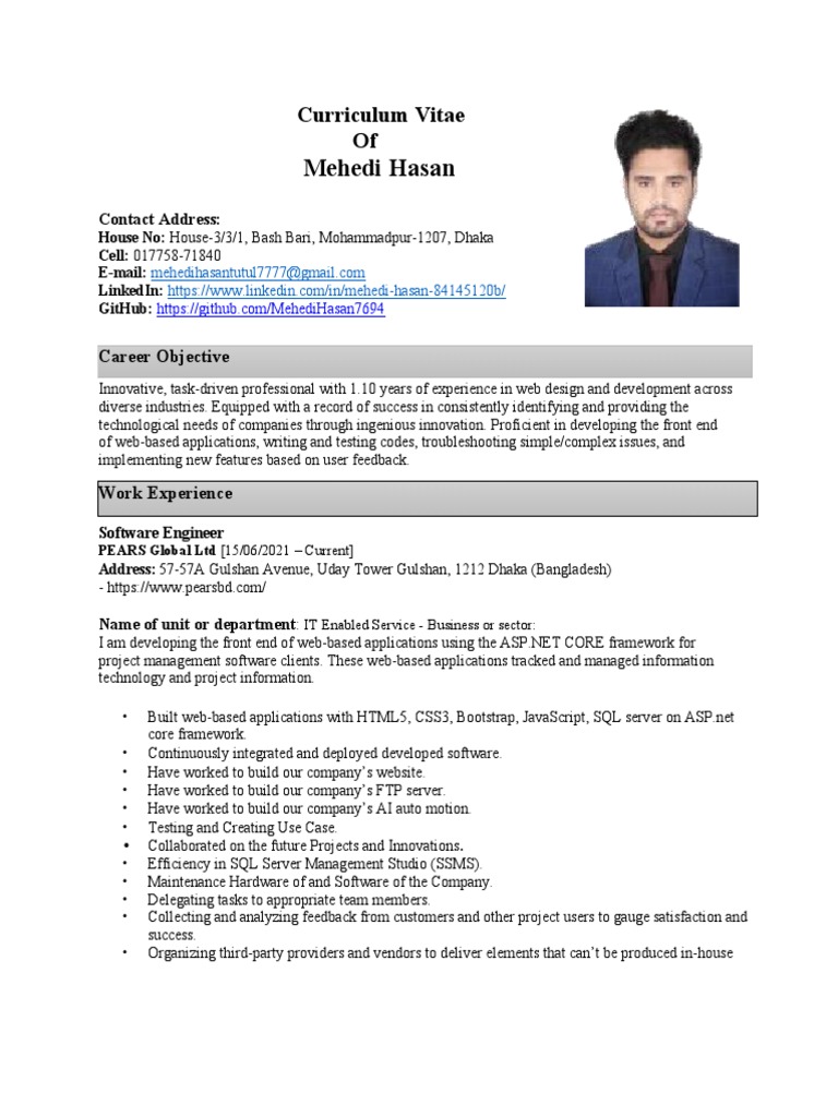 Mehedi Hasan's CV | PDF